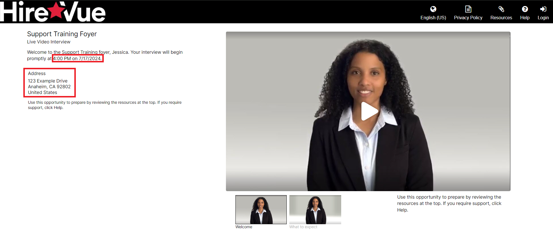 In Person Interviews – HireVue Interviews