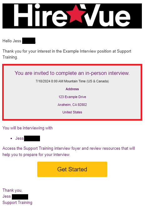 In Person Interviews – HireVue Interviews